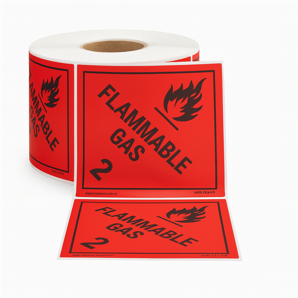 Flammable Gas 2 Dangerous Goods Label 1000 Roll – 100x100mm – Sign Here ...