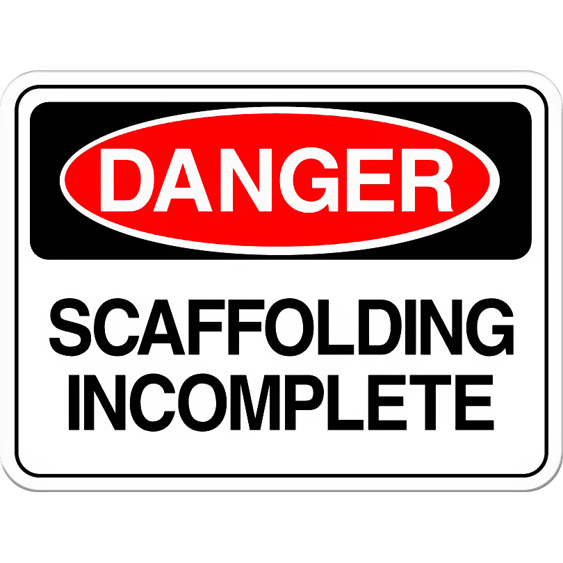 Danger: Scaffolding Incomplete | Sign Here Signs | Buy Now