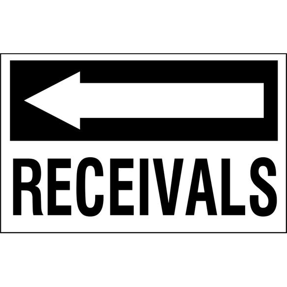 Buy Now | Receivals Directional Sign (Left) | Sign Here Signs